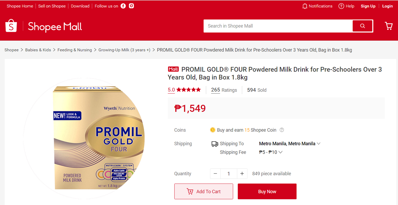 Wyeth Promil Gold Four is on Sale in Shopee - Momi Berlin